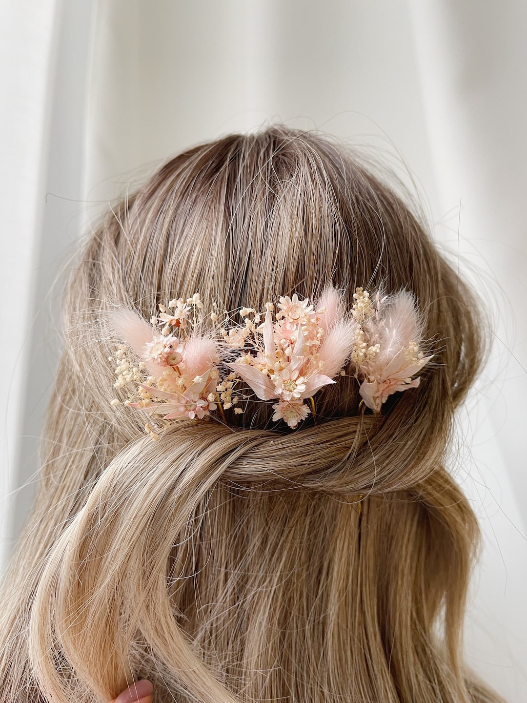 Boho Rustic Wedding Brida Hair Clips Bridesmaid Floral Clip Dried Pinup ...