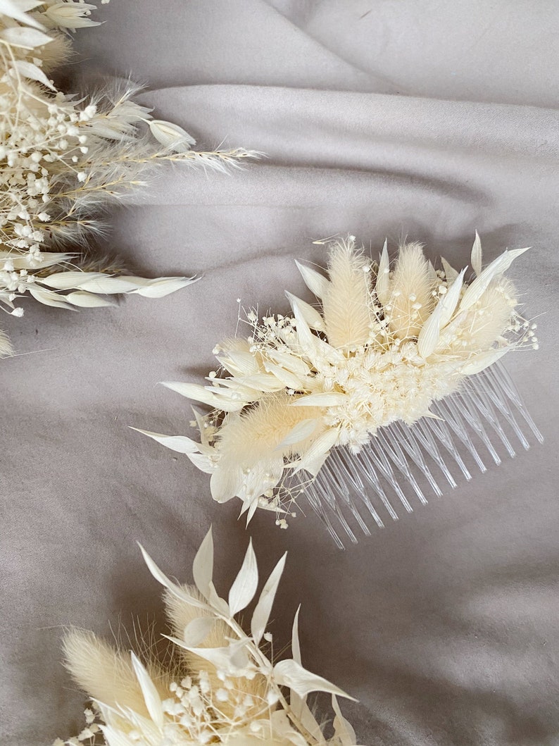 Boho Real Dried Flower Comb White Bridal Hair Comb Bridesmaids - Etsy
