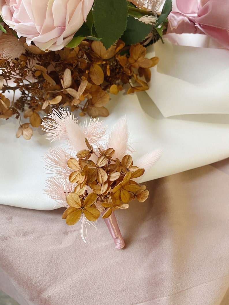 Rust Wedding Bouquet Pink Silk Flowers Bridal Bouquet Boho | Etsy