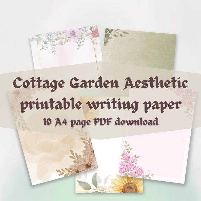 Cottage Garden Writing Paper: Printable A4 Unlined Stationery (PDF ...