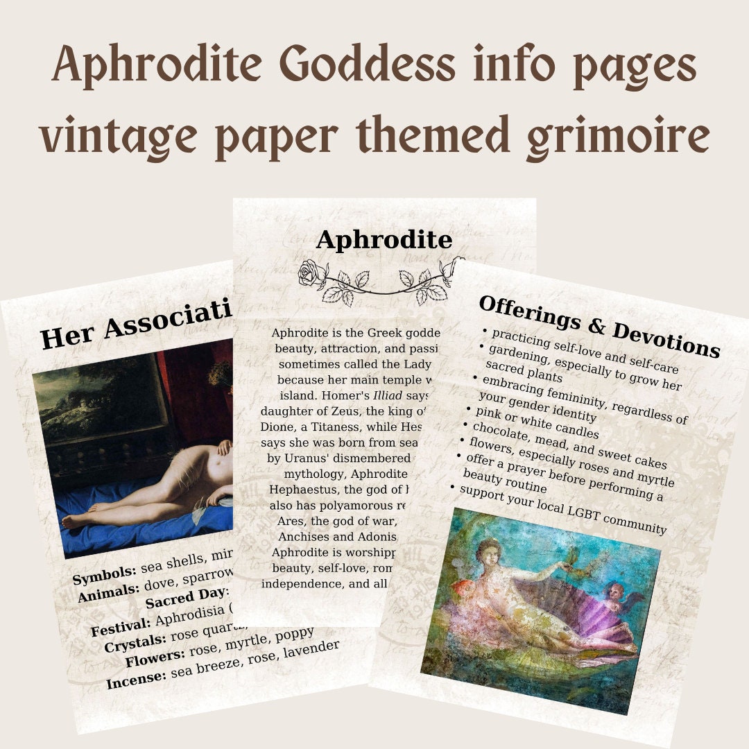 Aphrodite Grimoire Info Pages Instant Download Printable Witchcraft ...