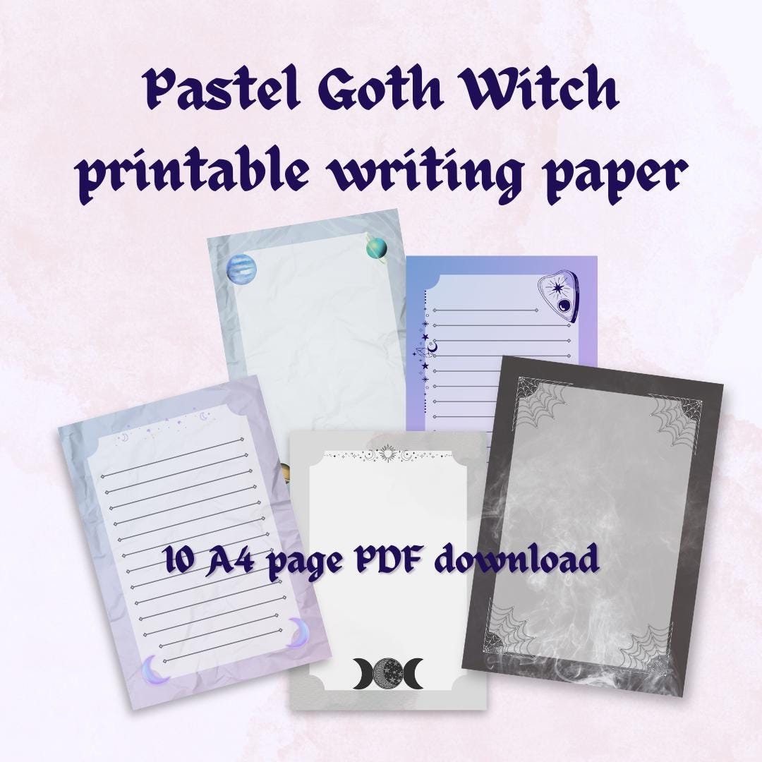 Pastel Goth Witch Printable Writing Paper, A4 Size, PDF Download ...