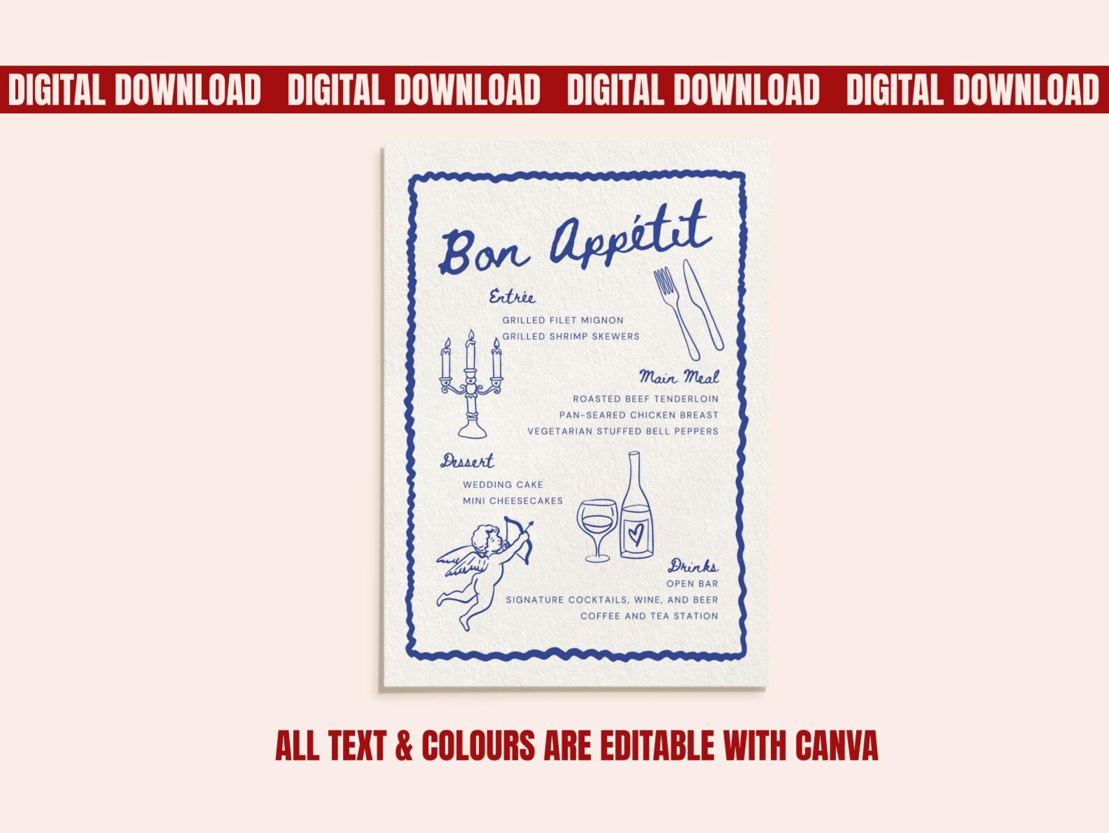 COOP Menu Template | Digital Download | DIY Canva Wedding Menu Template ...