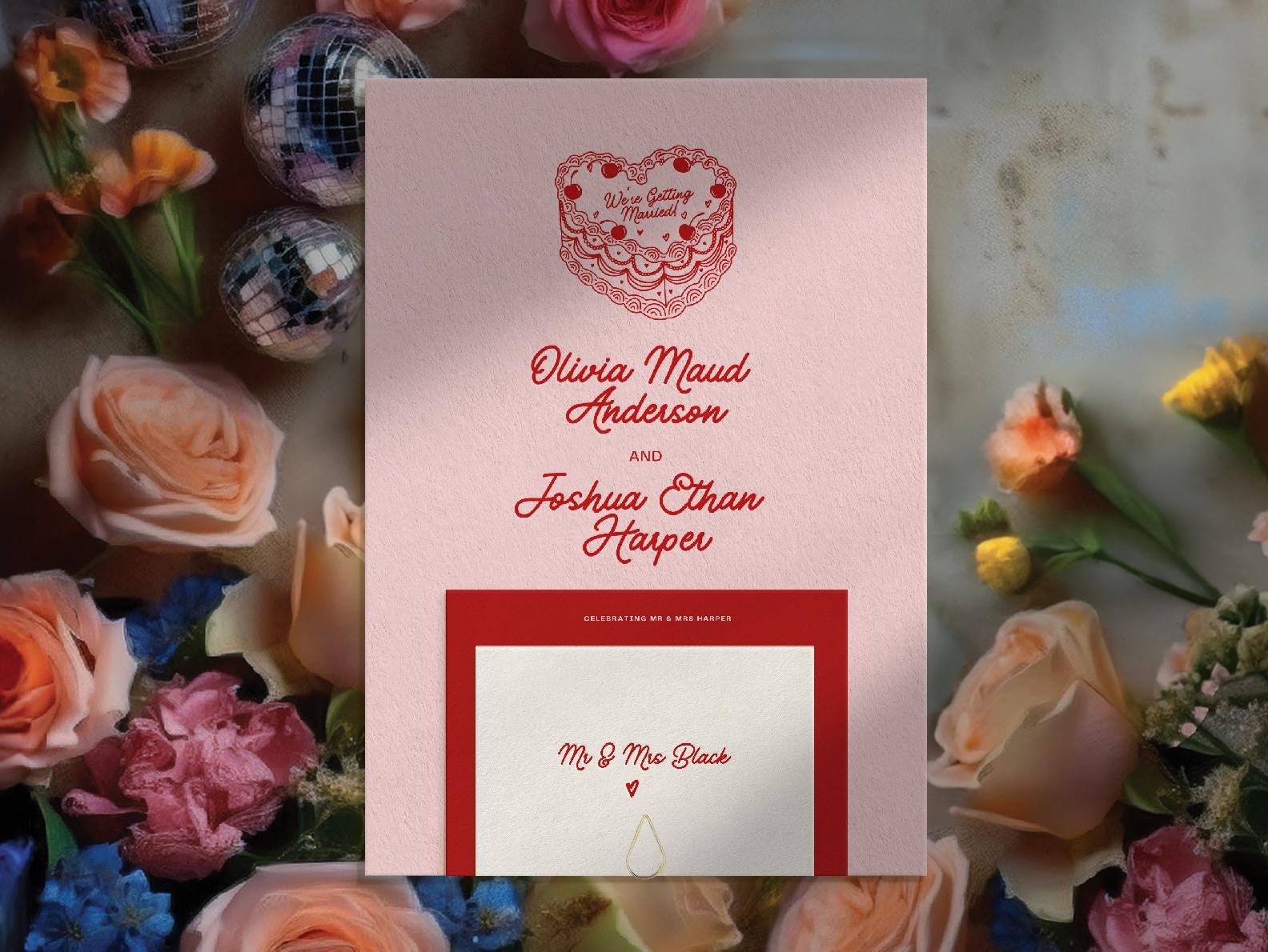 Vintage Heart Wedding Invitation Template: DIY Invite (digital Download ...