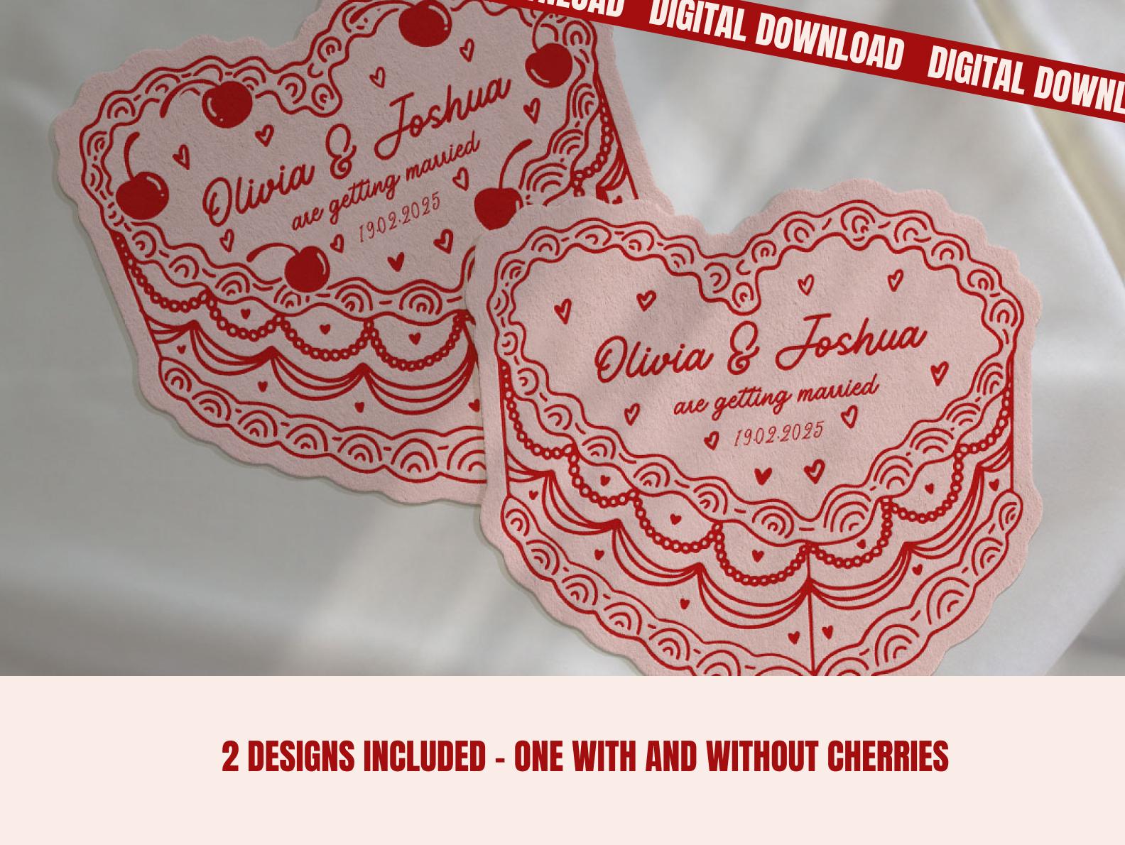 Vintage Heart Wedding Invitation Template | Digital Download | DIY ...