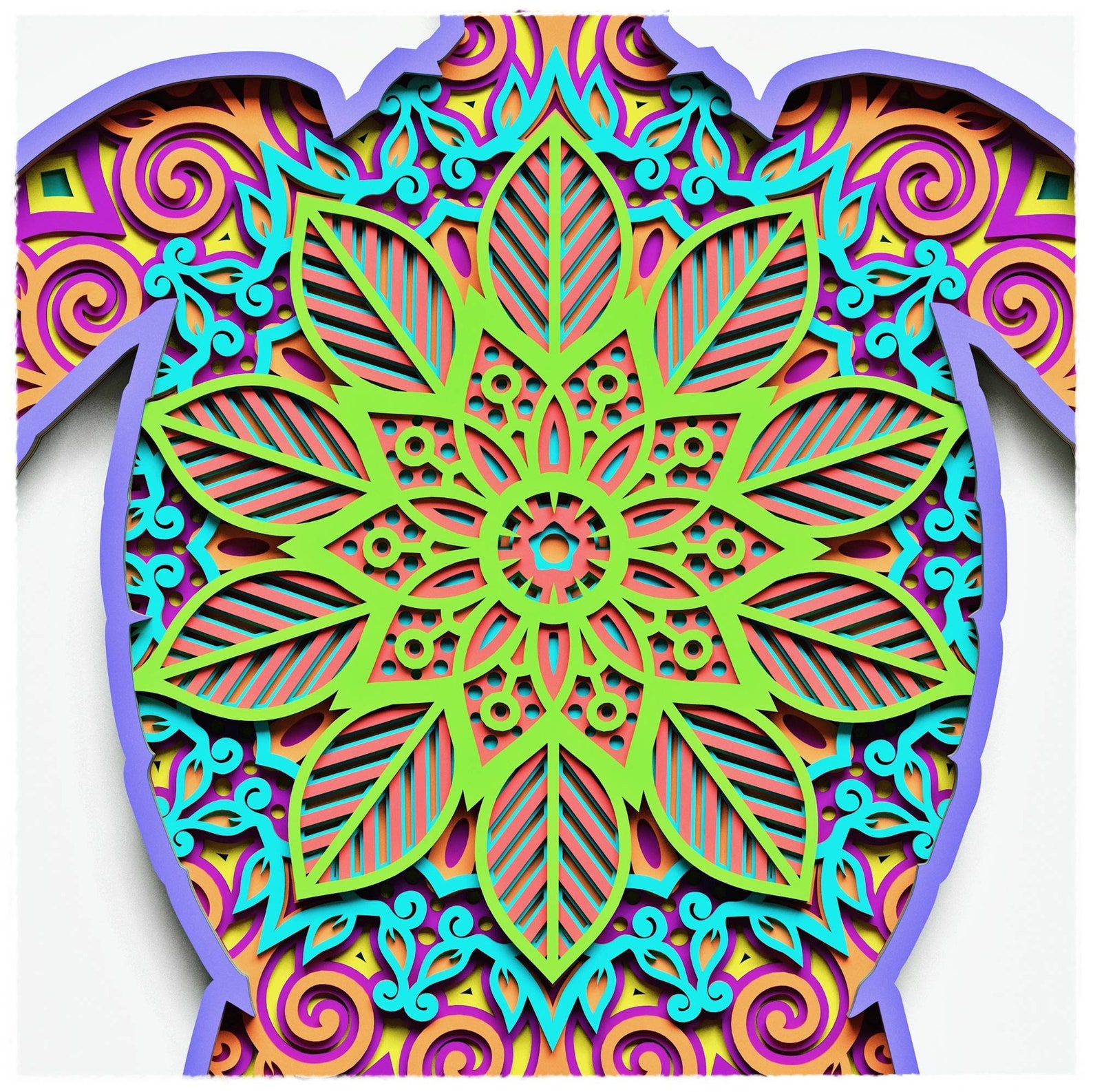 Turtle Mandala Layered Design for Cutting Turtle Mandala for | Etsy