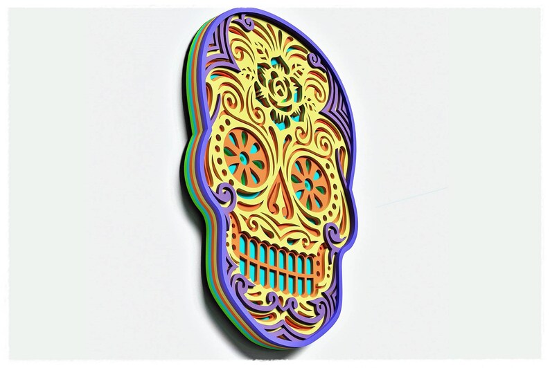 Sugar Skull V2 Layered Design for Cutting, Sugar Skull Mandala for ...