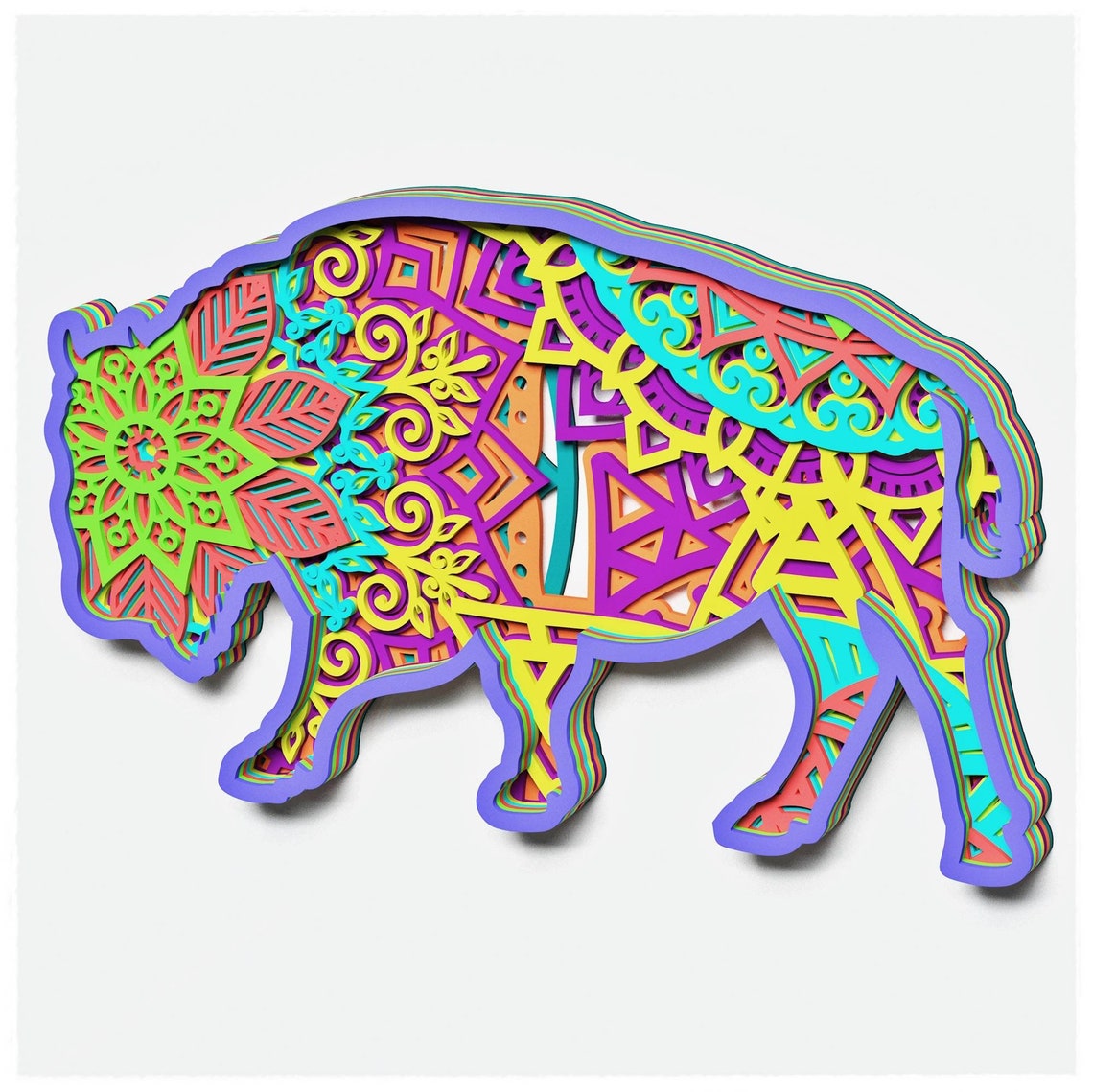 Bison Mandala Layered Design for Cutting Bison Mandala for | Etsy