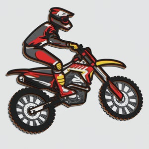 Motocross Layered Design for Cutting, Vector File for Laser and Paper ...