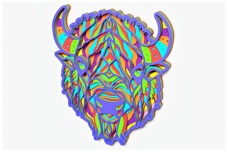 Bison Head Layered Design for Cutting Vector File for Laser | Etsy