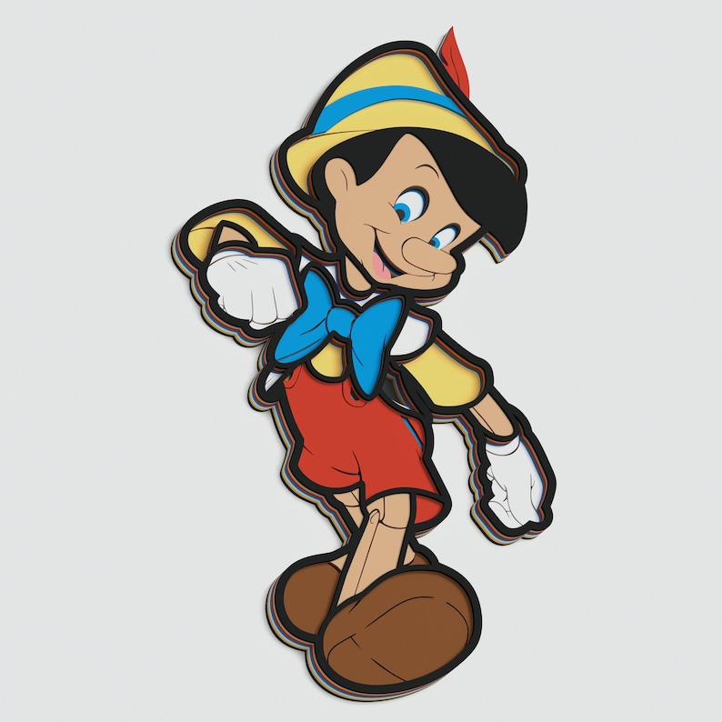 Pinocchio Layered Design for Cutting, Pinocchio Vector File for Laser ...