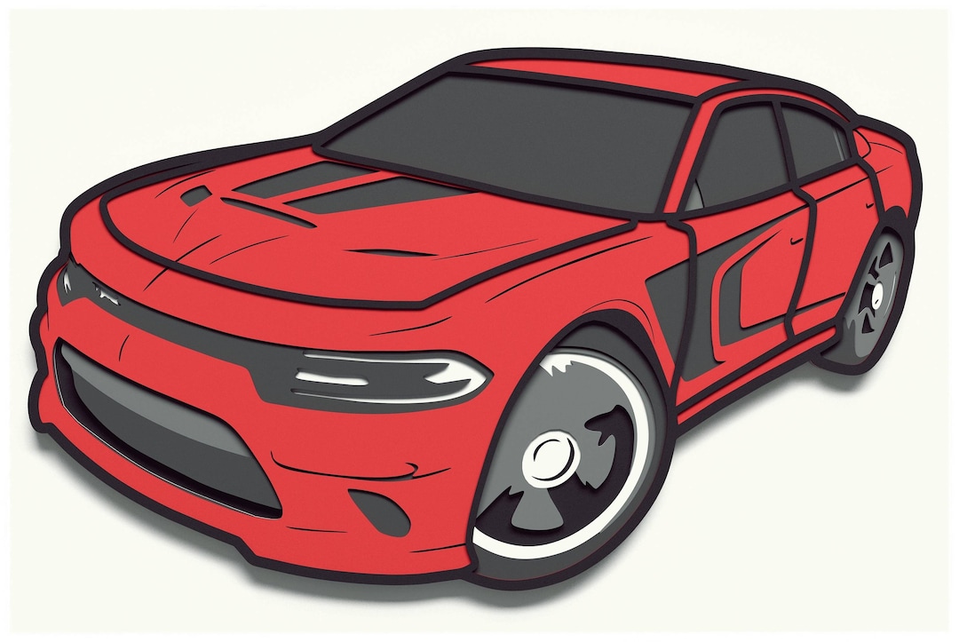 Sport Car Layered Design for Cutting, Vector File for Laser and Paper ...