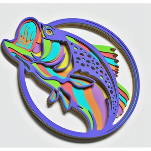 Bass Fish Layered Design for Cutting, Bass Fish Mandala for Laser and ...