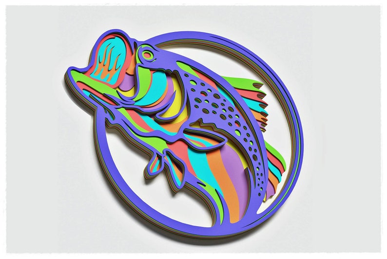 Bass Fish Layered Design for Cutting Bass Fish Mandala for | Etsy