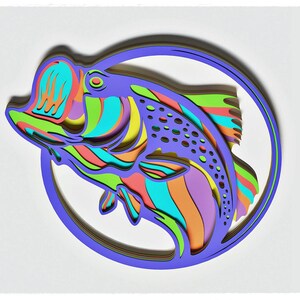 Bass Fish Layered Design for Cutting, Bass Fish Mandala for Laser and ...