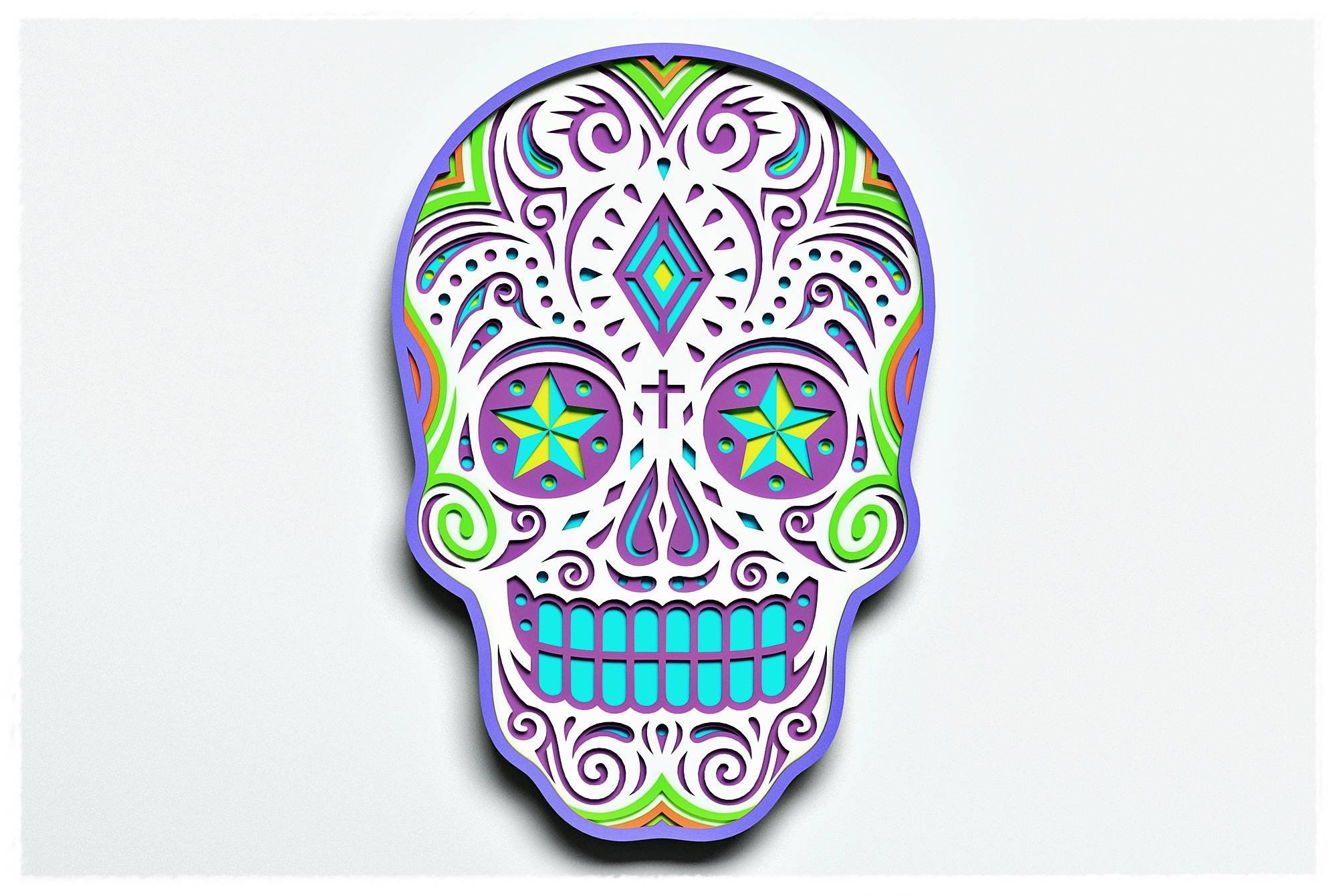 Sugar Skull V6 Layered Design for Cutting Sugar Skull Mandala - Etsy