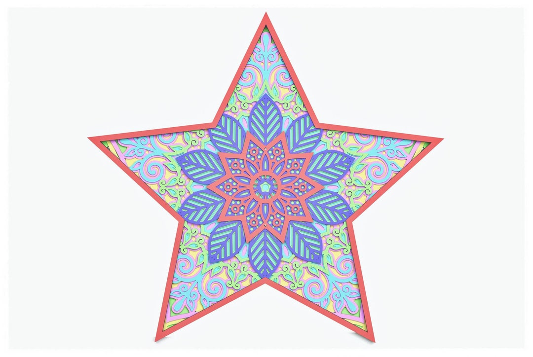 Star Mandala Layered Design for Cutting, Star Mandala for Laser and ...