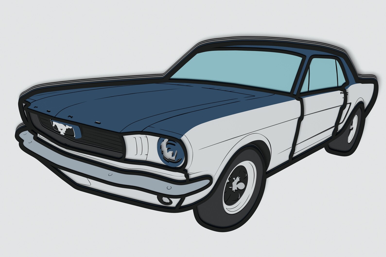 Retro Car Layered Design for Cutting Vector File for Laser - Etsy