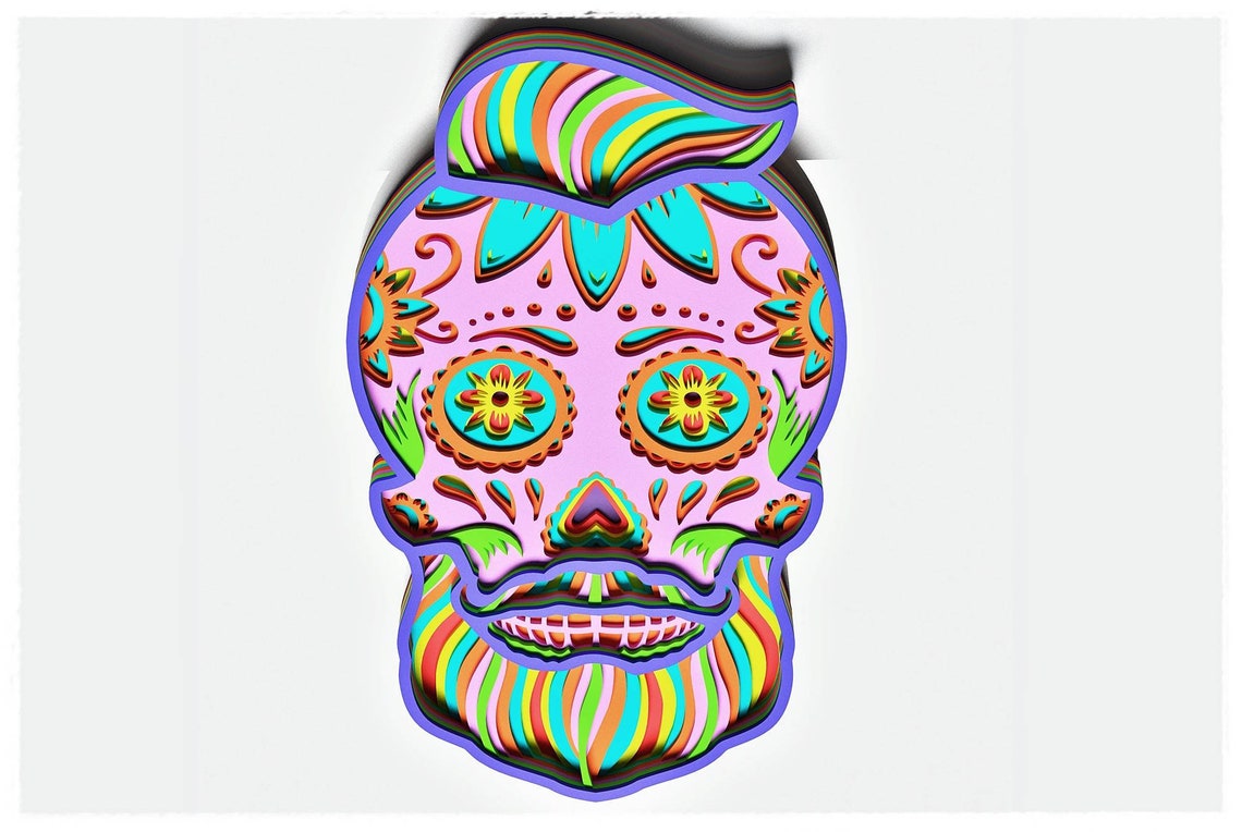 Sugar Skull V3 Layered Design for Cutting Sugar Skull Mandala - Etsy