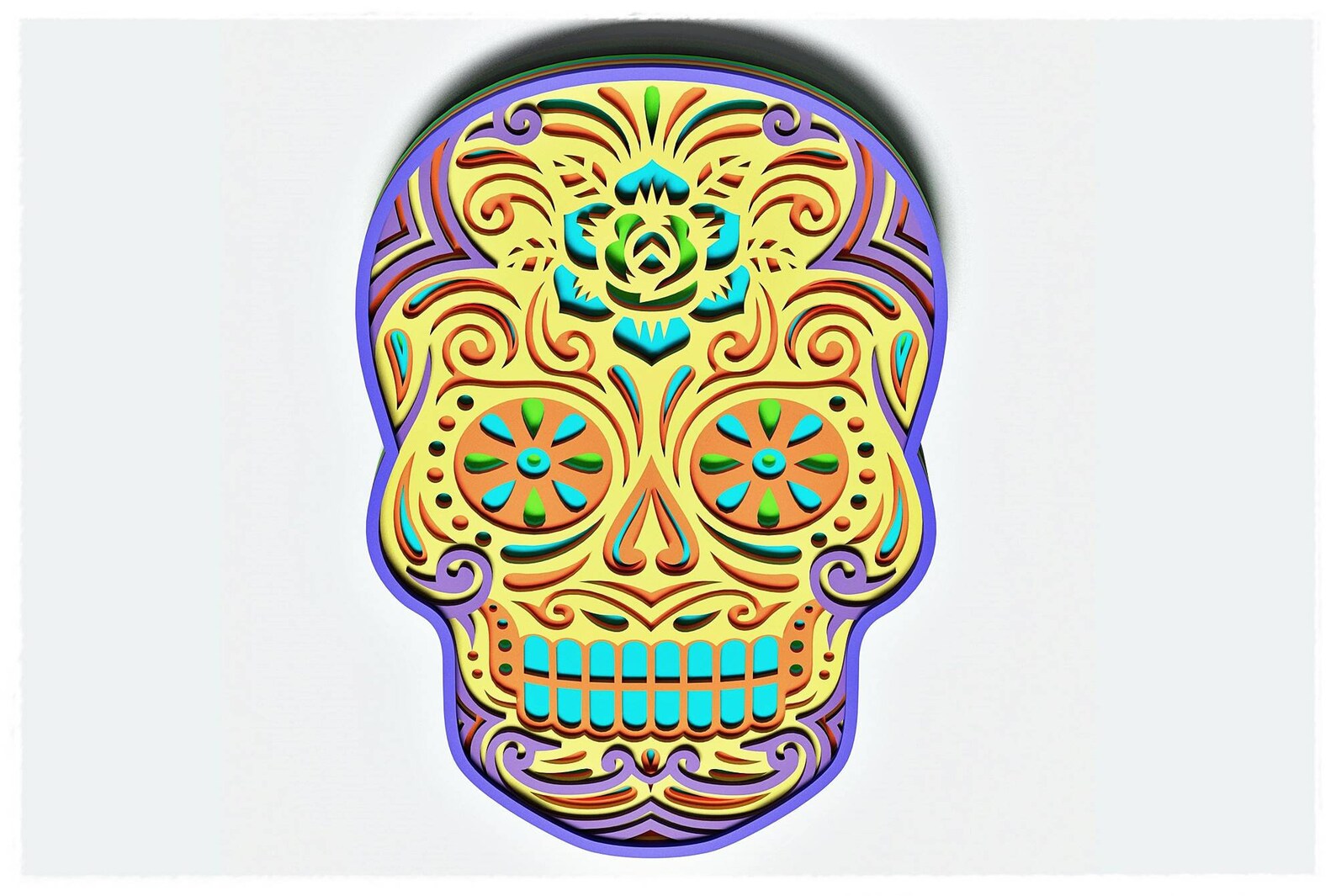 Sugar Skull V2 Layered Design for Cutting, Sugar Skull Mandala for ...