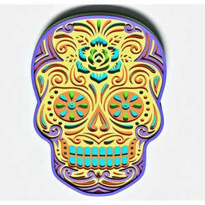 Sugar Skull V2 Layered Design for Cutting, Sugar Skull Mandala for ...