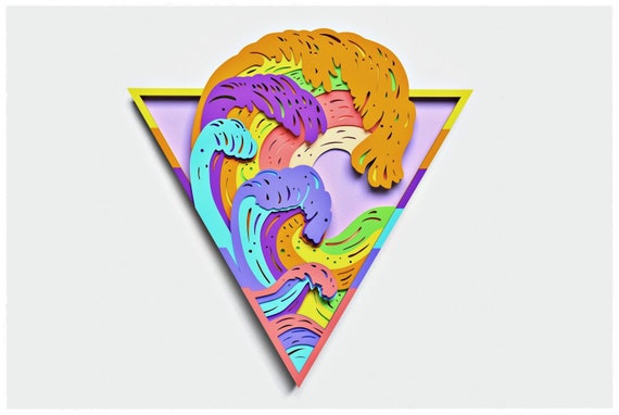 Ocean Waves Layered Design for Cutting Vector File for Laser | Etsy