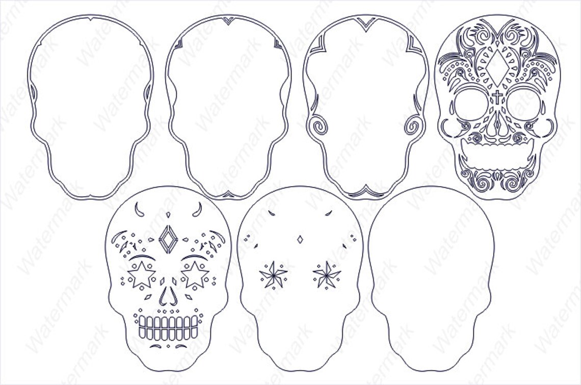 Sugar Skull V6 Layered Design for Cutting Sugar Skull Mandala - Etsy