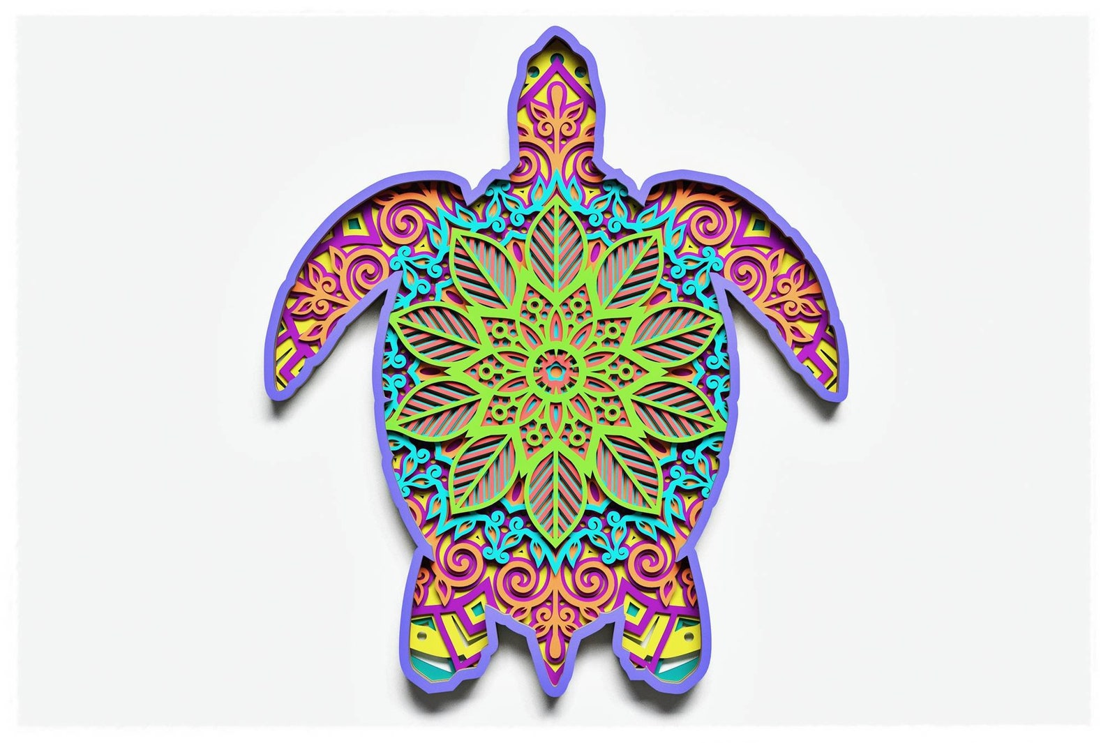 Turtle Mandala Layered Design for Cutting Turtle Mandala for - Etsy
