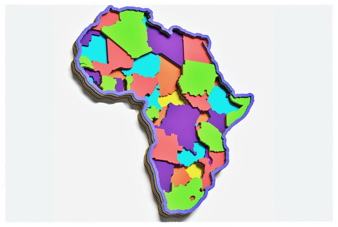 Africa Map Layered Design for Cutting Vector File for Laser | Etsy
