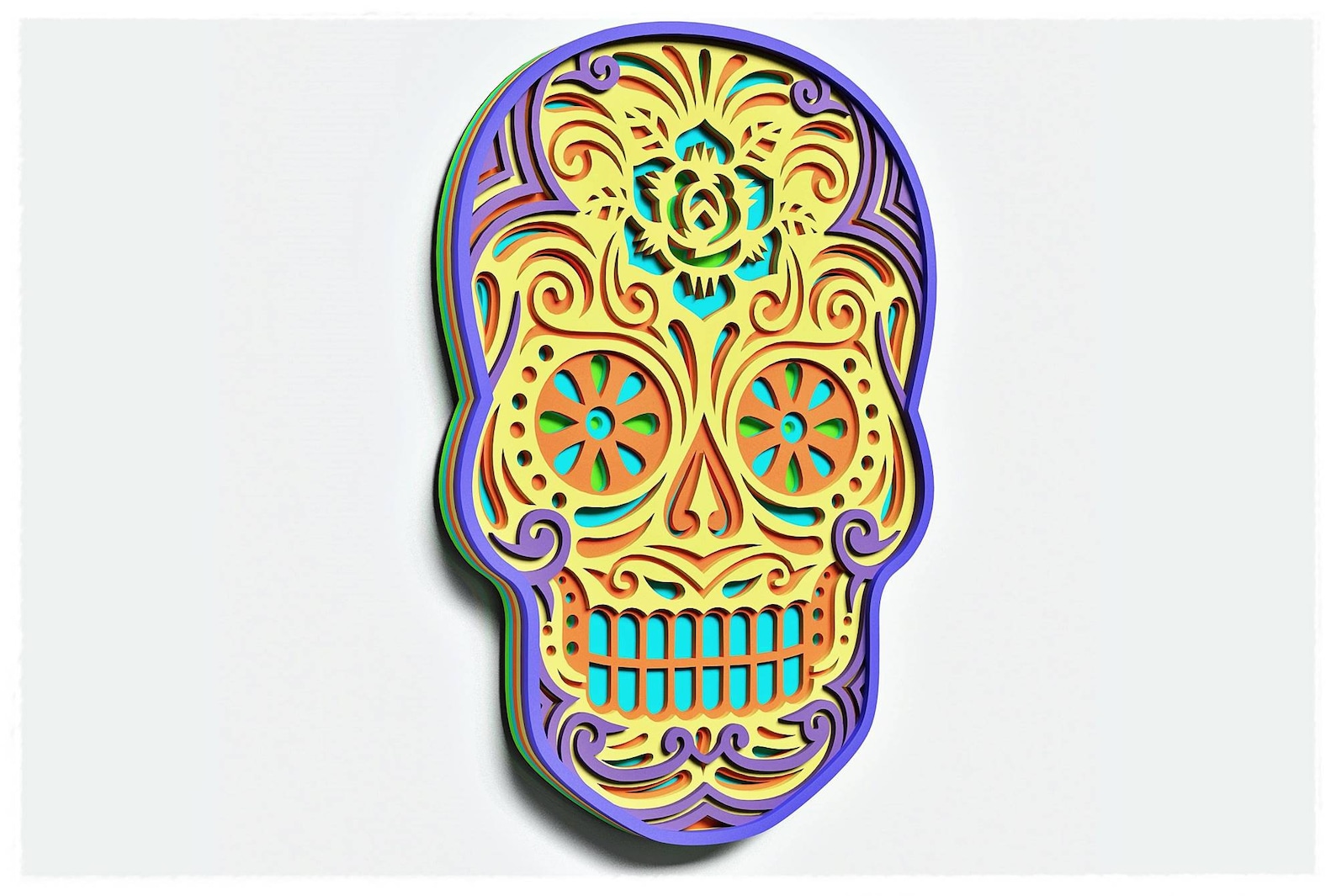 Sugar Skull V2 Layered Design for Cutting, Sugar Skull Mandala for ...