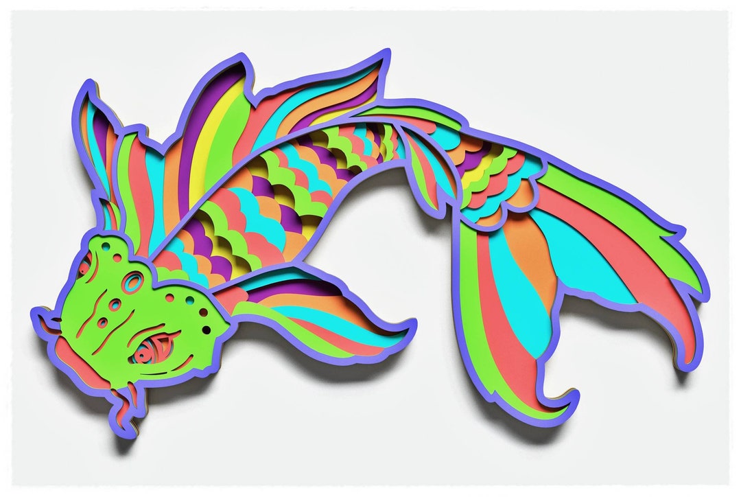 Koi Carp Layered Design for Cutting, Vector File for Laser and Paper ...