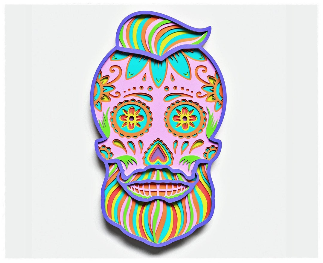 Sugar Skull V3 Layered Design for Cutting, Sugar Skull Mandala for ...