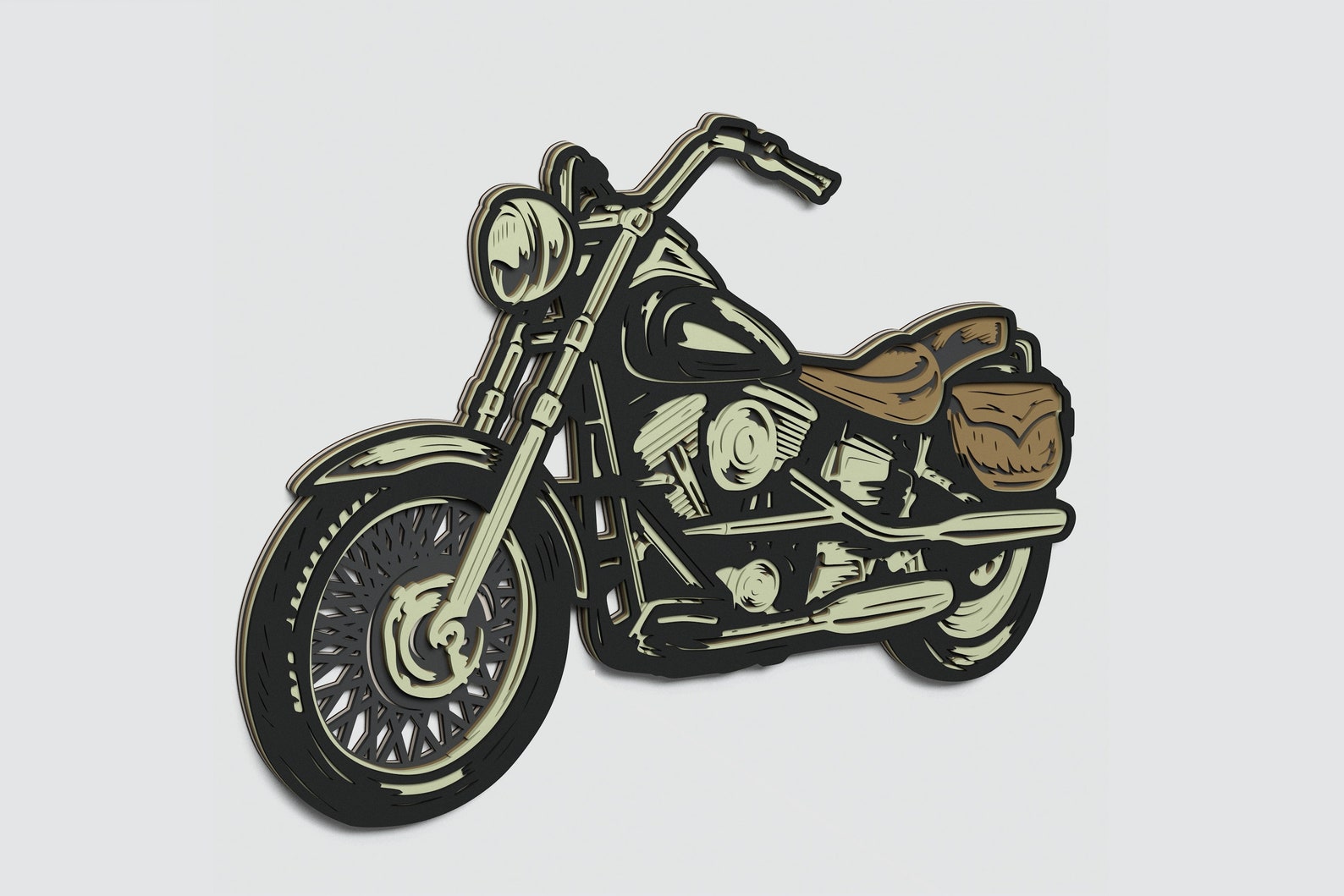 Motorcycle Layered Design for Cutting, Vector File for Laser and Paper ...