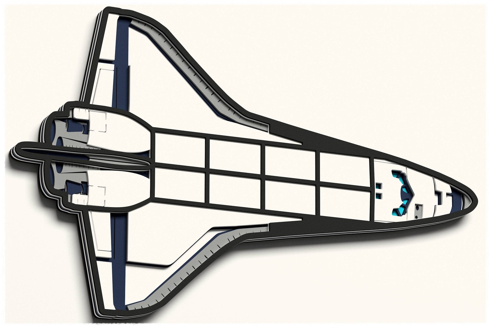 Space Shuttle Layered Design for Cutting, Vector File for Laser and ...