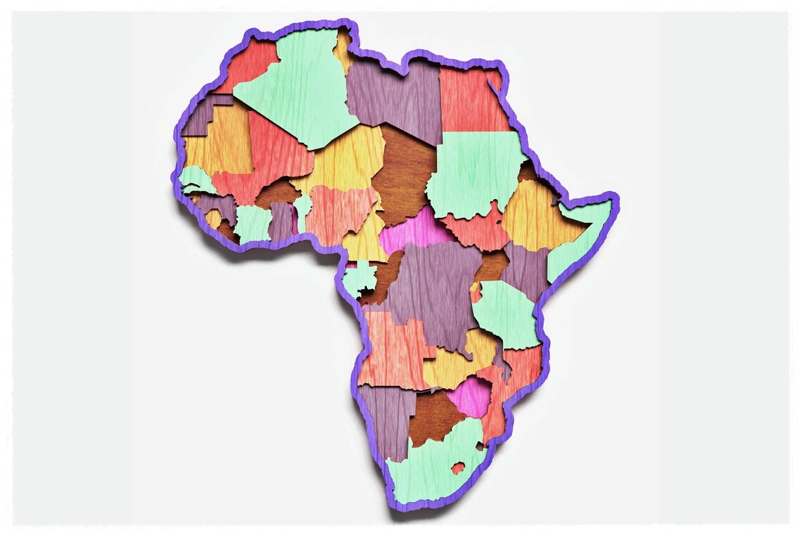 Africa Map Layered Design for Cutting Vector File for Laser | Etsy