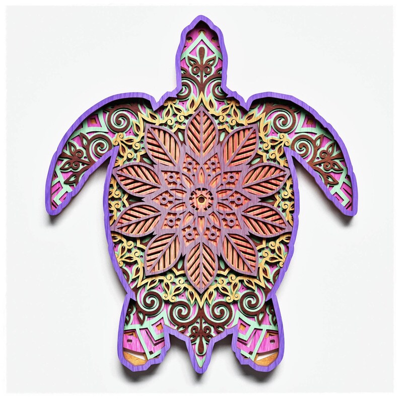 Turtle Mandala Layered Design for Cutting Turtle Mandala for | Etsy