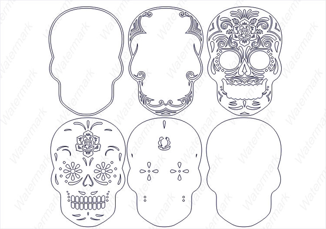 Sugar Skull V2 Layered Design for Cutting Sugar Skull Mandala - Etsy