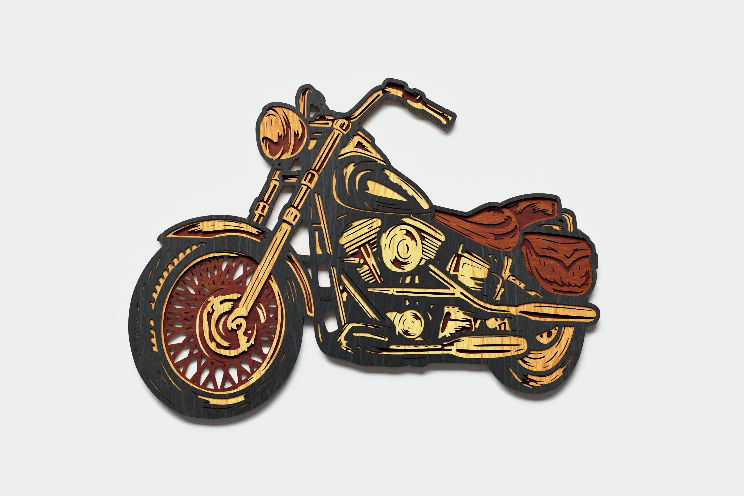 Motorcycle Layered Design for Cutting, Vector File for Laser and Paper ...