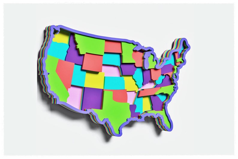 USA Map Layered Design for Cutting Vector File for Laser and | Etsy