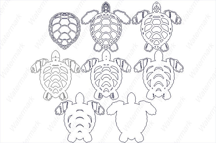 Turtle Layered Design for Cutting Turtle Mandala for Laser - Etsy