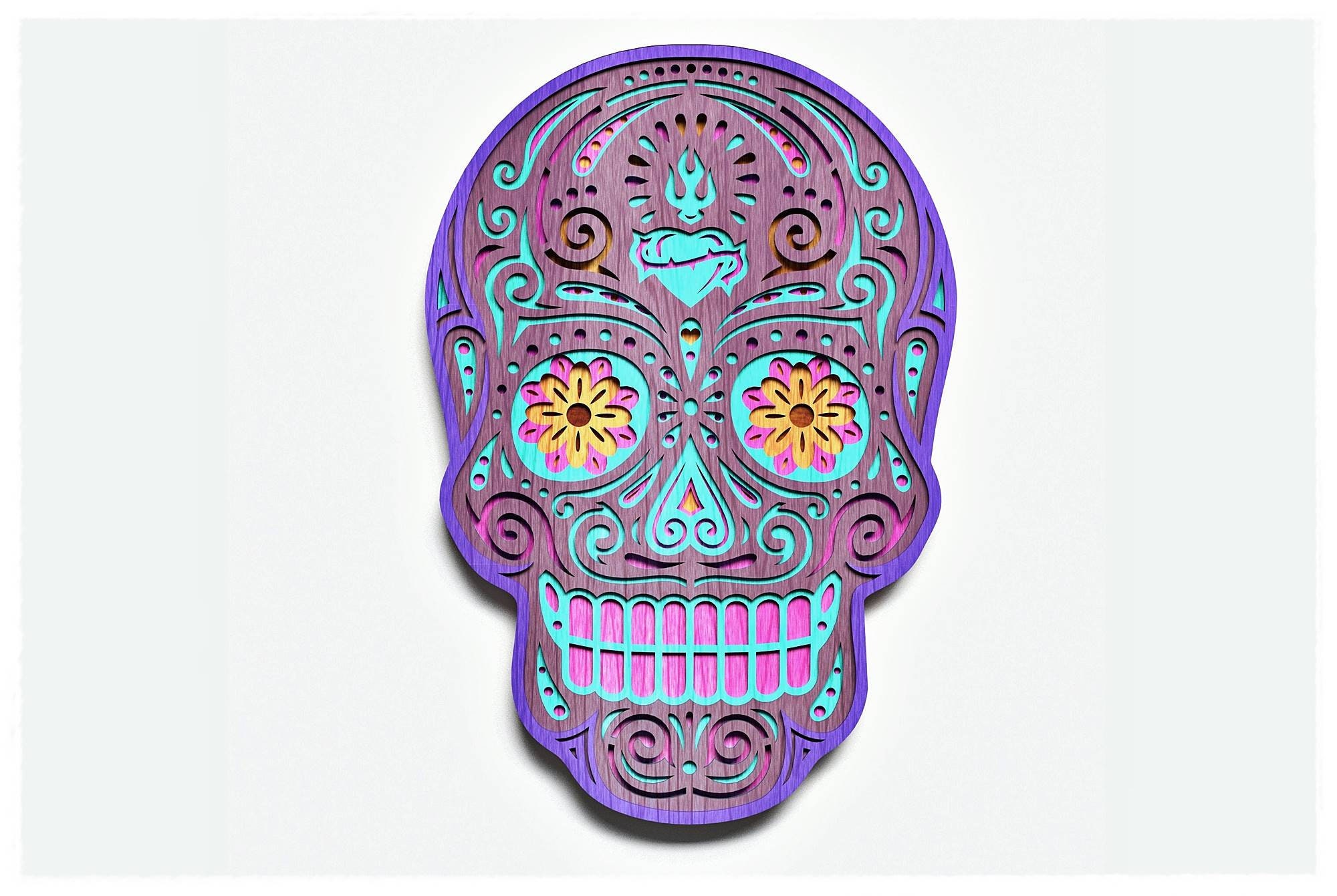Sugar Skull V4 Layered Design for Cutting Sugar Skull Mandala - Etsy