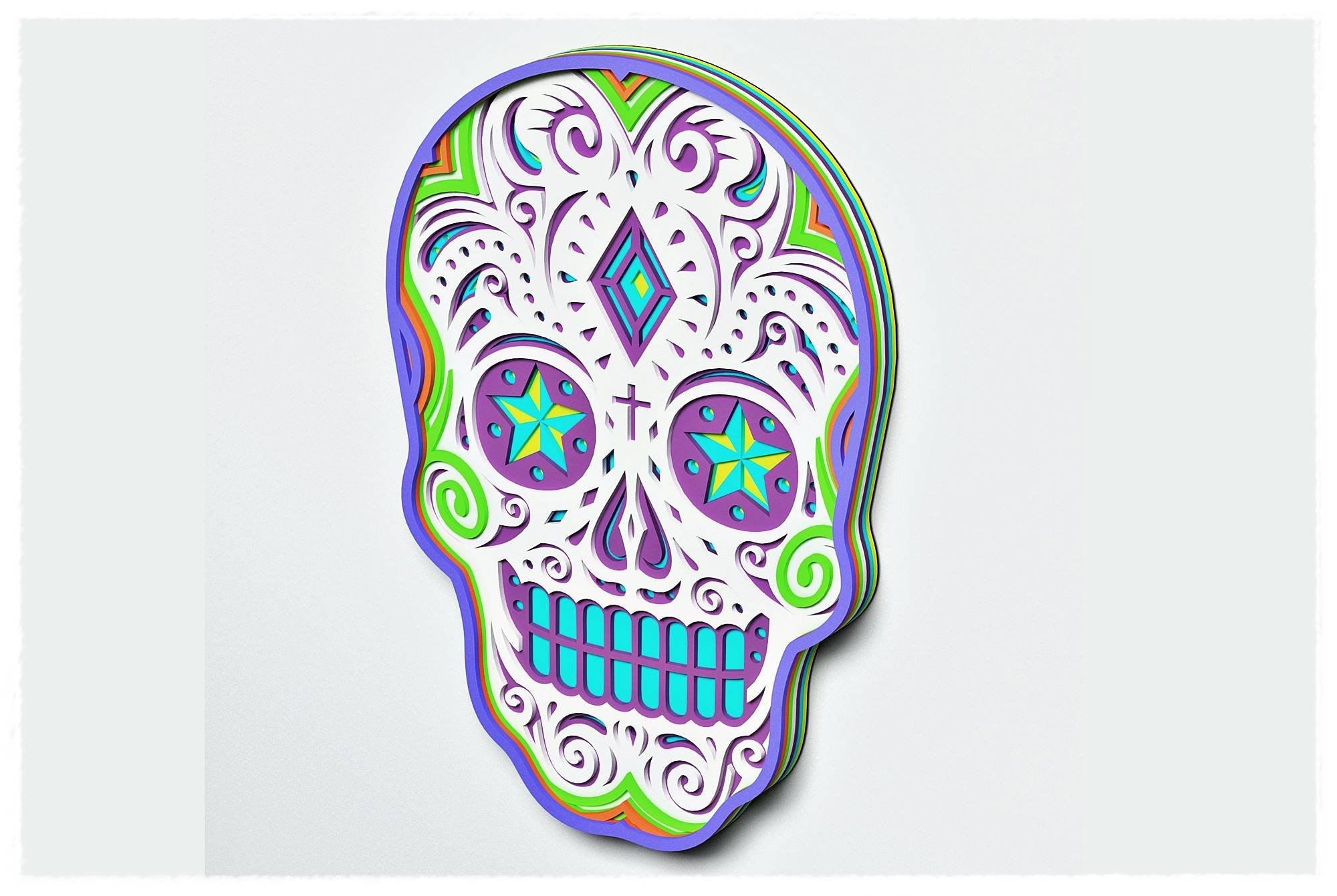 Sugar Skull V6 Layered Design for Cutting Sugar Skull Mandala - Etsy