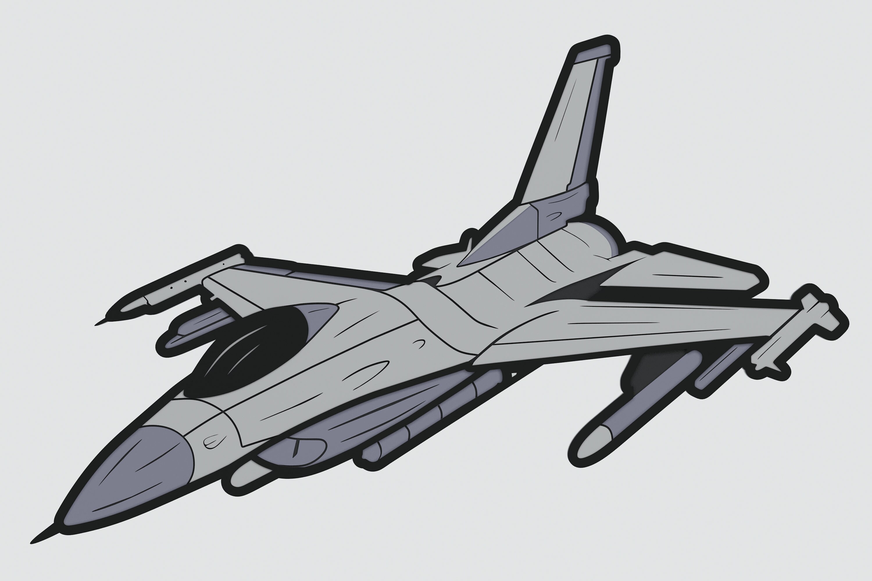 Jet Fighter Layered Design for Cutting Vector File for Laser - Etsy