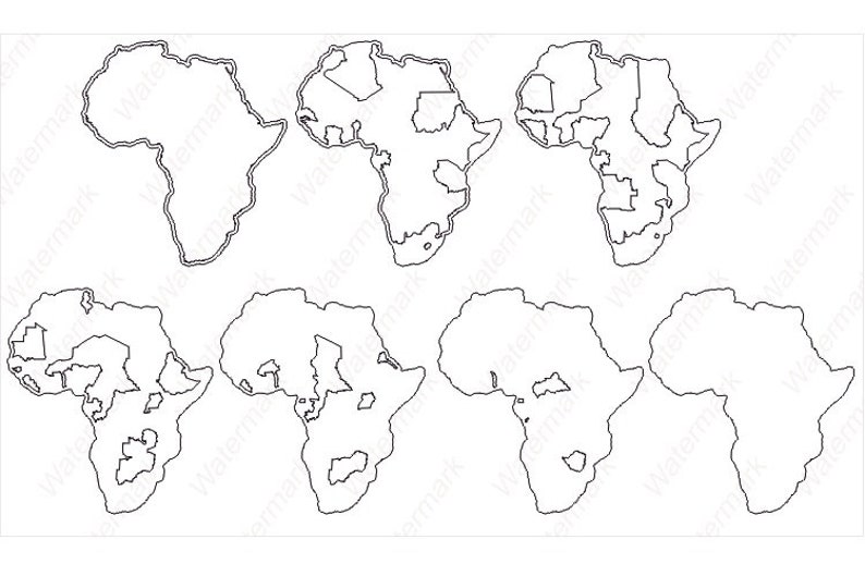 Africa Map Layered Design for Cutting Vector File for Laser | Etsy