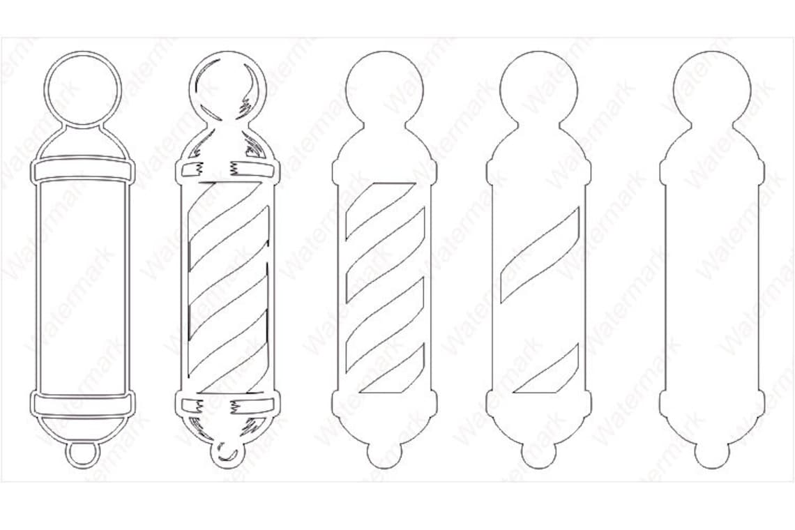Barber Pole Layered Design for Cutting, Vector File for Laser and Paper ...