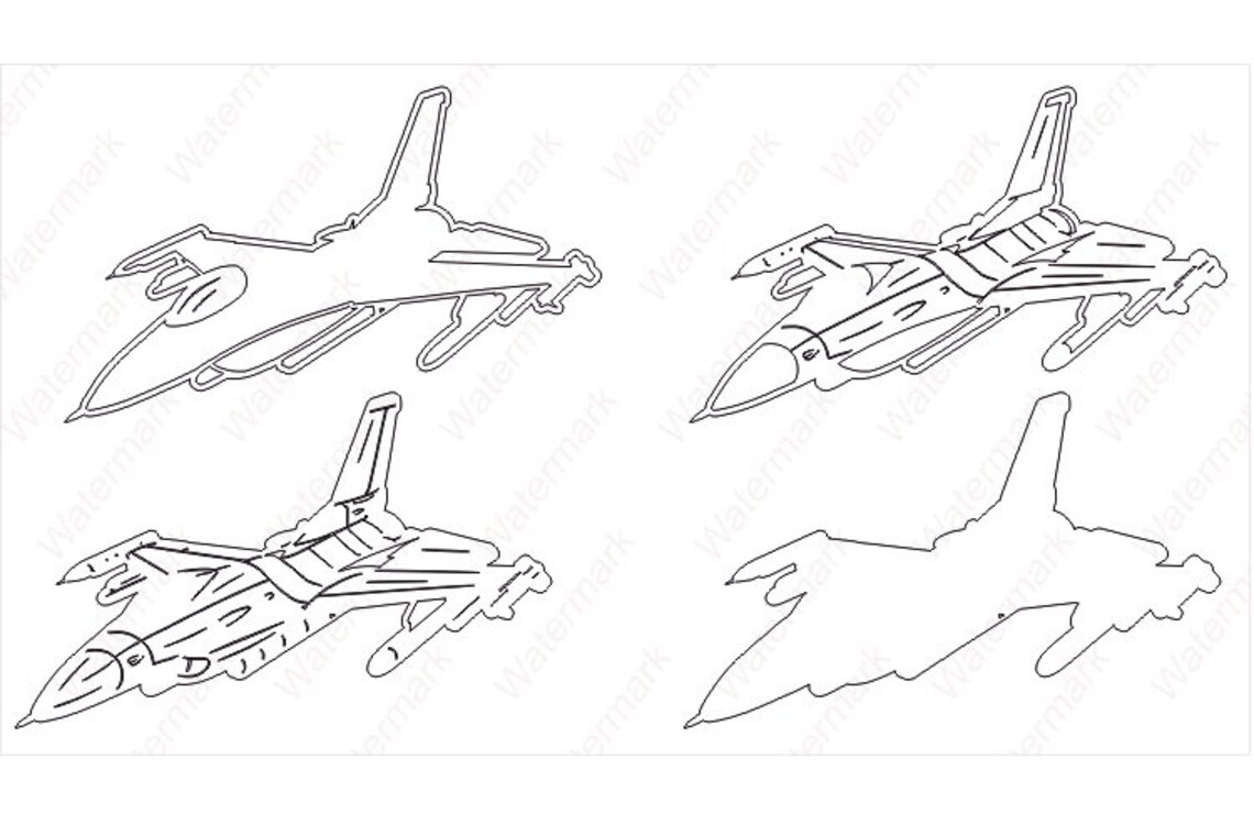 Jet Fighter Layered Design for Cutting, Vector File for Laser and Paper ...
