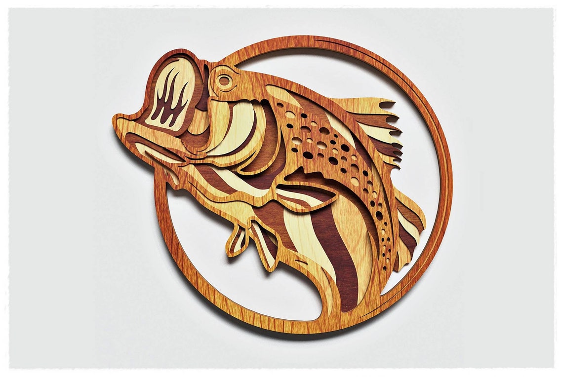 Bass Fish Layered Design for Cutting Bass Fish Mandala for | Etsy