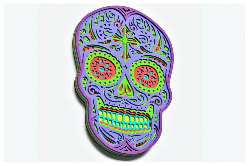 Sugar Skull V5 Layered Design for Cutting Sugar Skull Mandala - Etsy