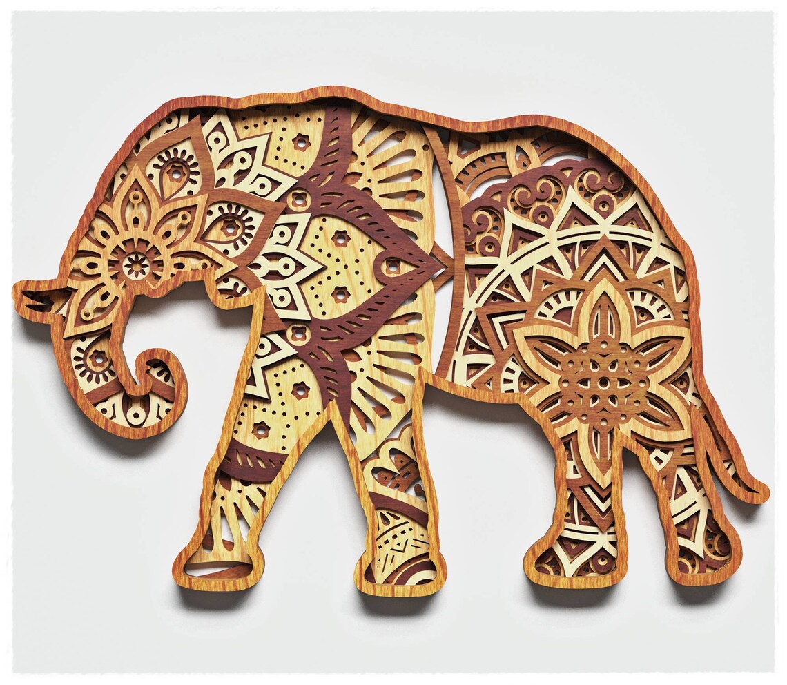 Elephant Mandala Layered Design for Cutting Elephant Mandala | Etsy