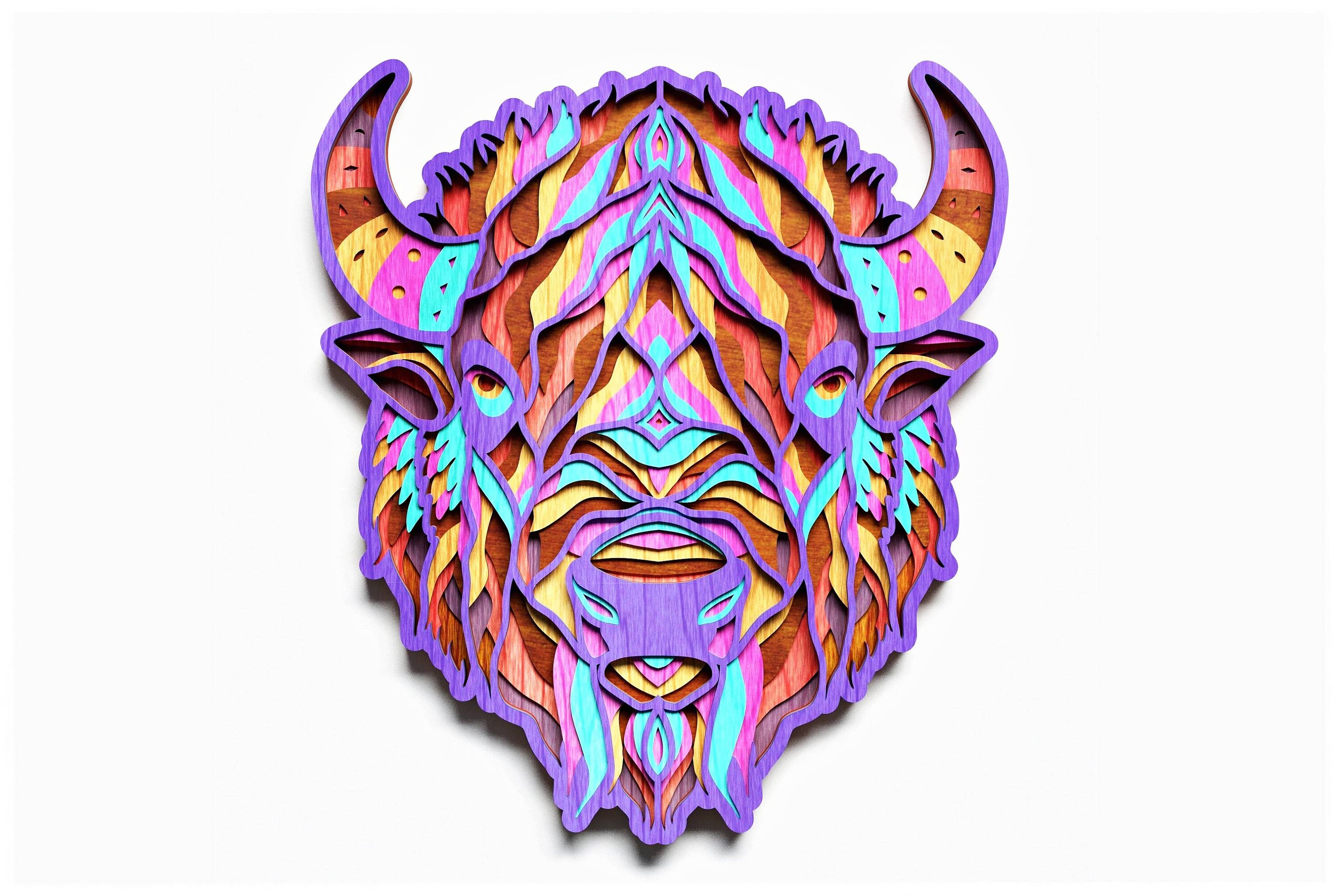 Bison Head Layered Design for Cutting Vector File for Laser | Etsy